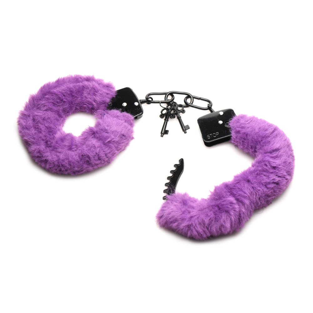 Master Series Cuffed In Fur Furry Handcuffs Purple - Foxy Bunny